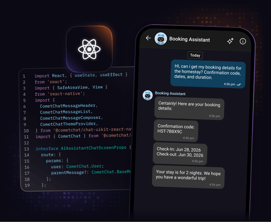 React Native agent chat for AI apps with CometChat UI Kits